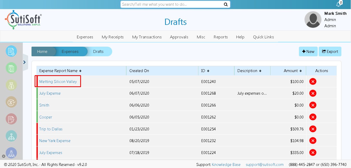 Edit Rejected Expense Report