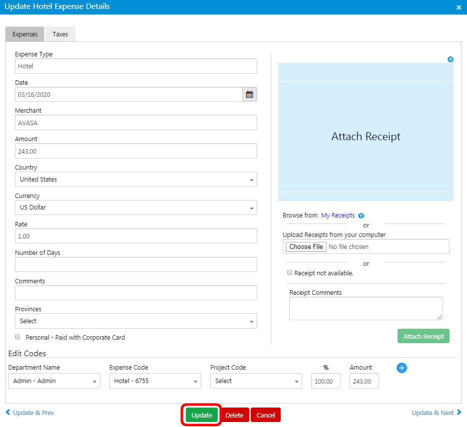 Edit Line Item Details