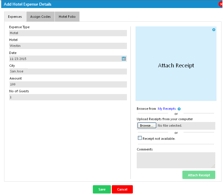 Adding Line Items to an Expense Report Manually