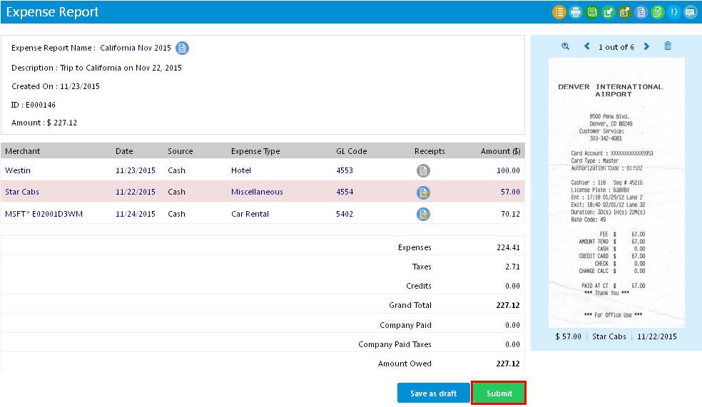 Submitting an Expense Report